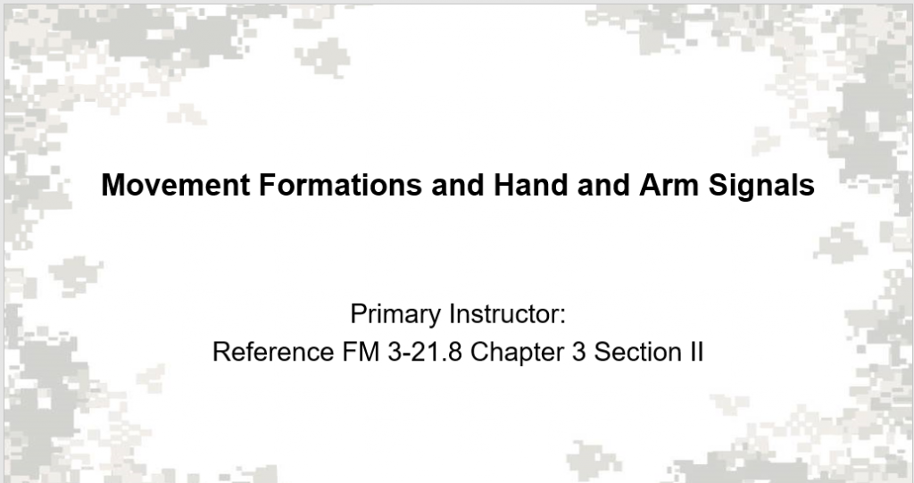 Movement Formations & Hand and Arm Signals - PowerPoint Ranger, Pre ...