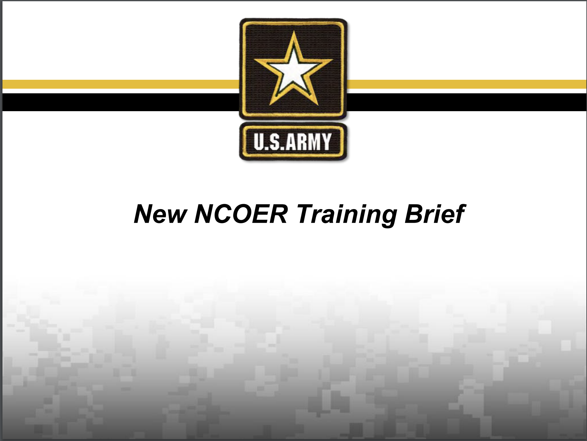 New NCOER Training Brief - PowerPoint Ranger, Pre-made Military PPT Classes