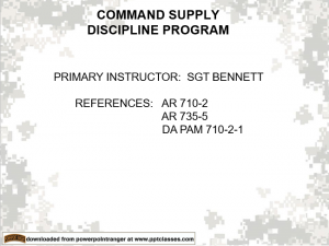Command Supply Discipline Program (CSDP) - PowerPoint Ranger, Pre-made ...