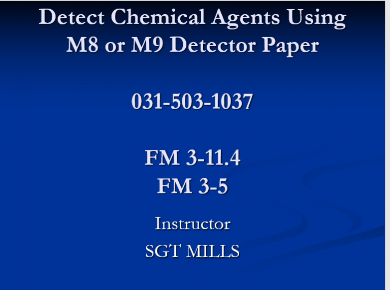 031-COM-1037 (Detect Chemical Agents Using M8 or M9 Detector paper ...