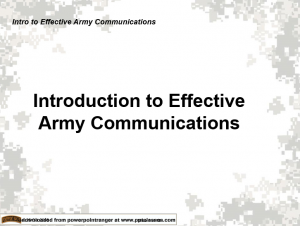 Introduction to Effective Army Communication - PowerPoint Ranger, Pre ...