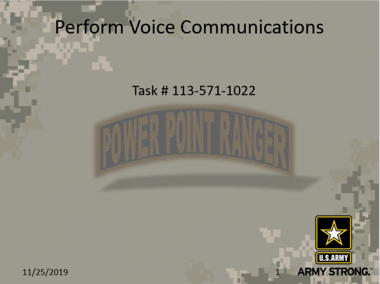 Perform Voice Communication III - PowerPoint Ranger, Pre-made Military ...